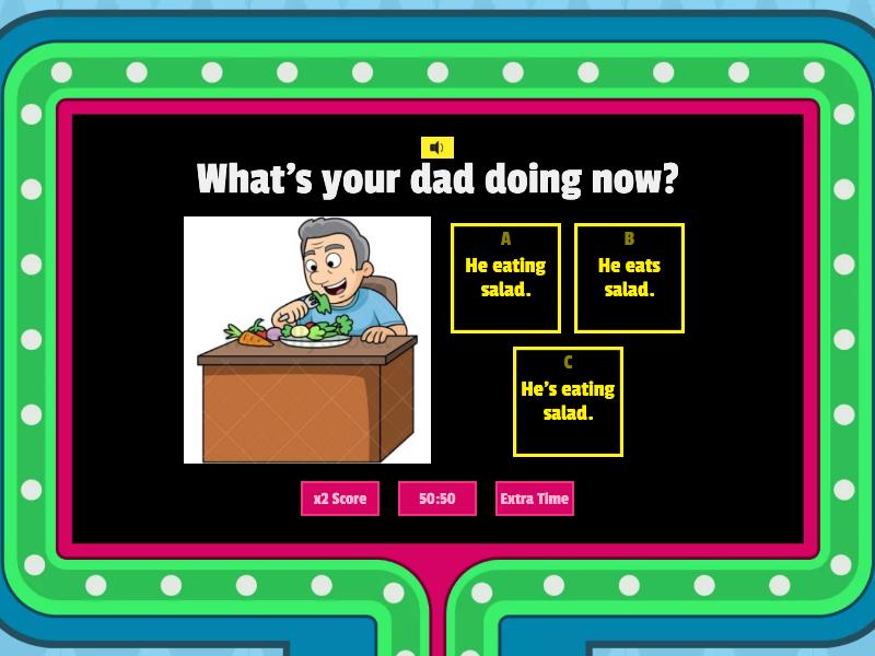 Simple present and present continuous - Kuis gameshow