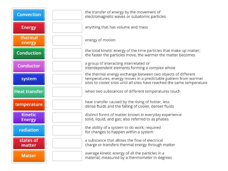 Thermal Energy transfer - Match up