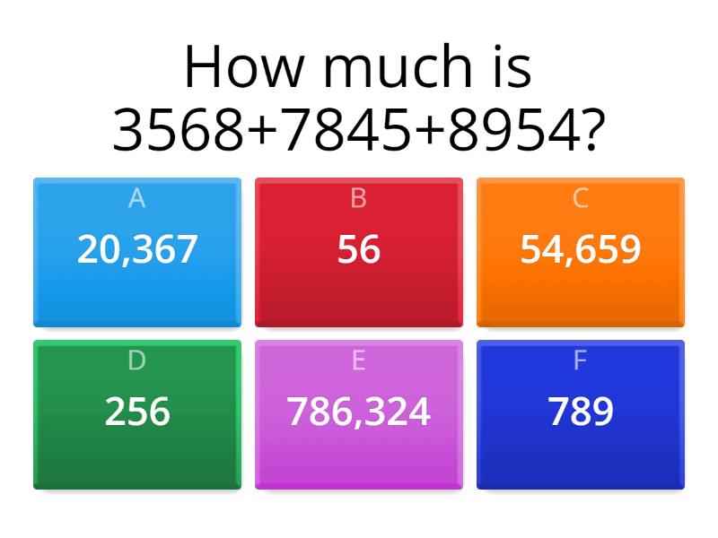 Addition of three or more numbers - Cuestionario