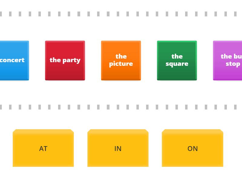 Prepositions of place (at x in x on) - - Speed sorting