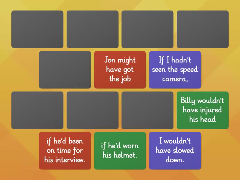 Third conditional (match the sentence halves) - Matching pairs