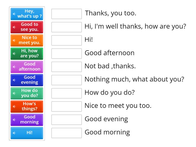 Greetings and responses in English - Match up