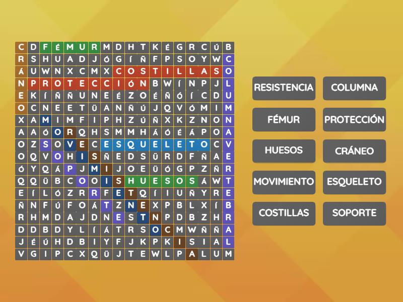 SISTEMA ÓSEO - Sopa de letras