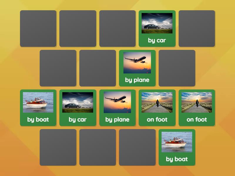 Travel and Transportation Vocabulary - Visual Memorization - Matching pairs