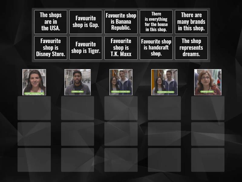 Wider World 2. U7.2 Vox Pops Favourite shop #1 - Group sort