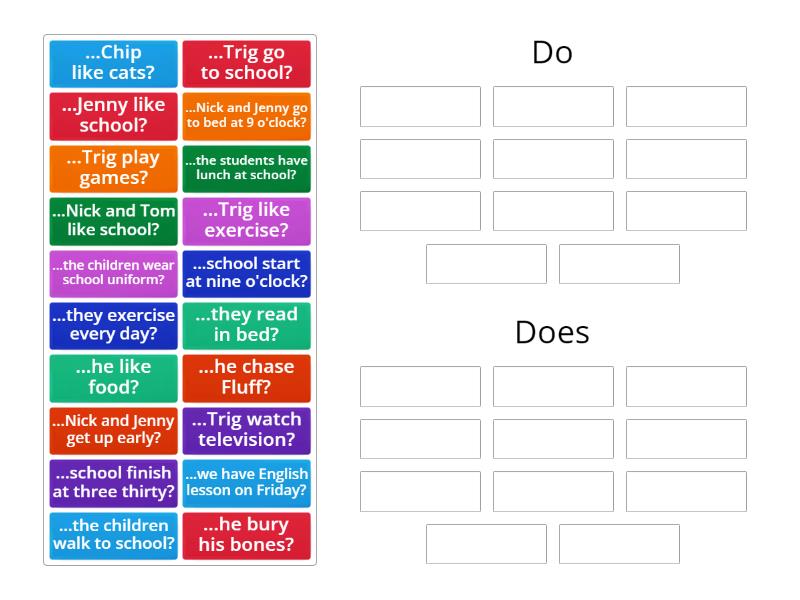 do/does questions - Group sort