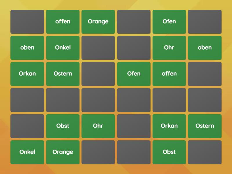 Wörter mit O - Matching pairs