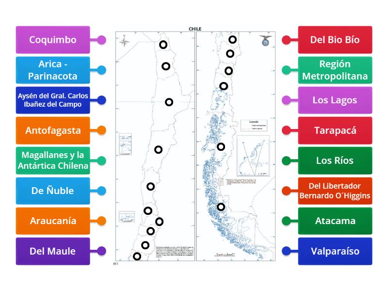 Regiones de Chile - Diagrama con etiquetas