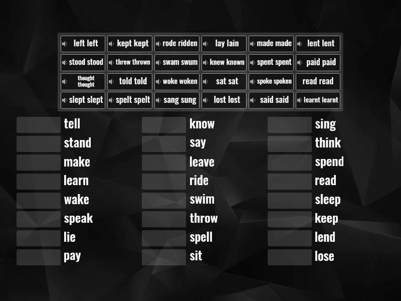 Go getter 3 irregular verbs 2 - Une las parejas