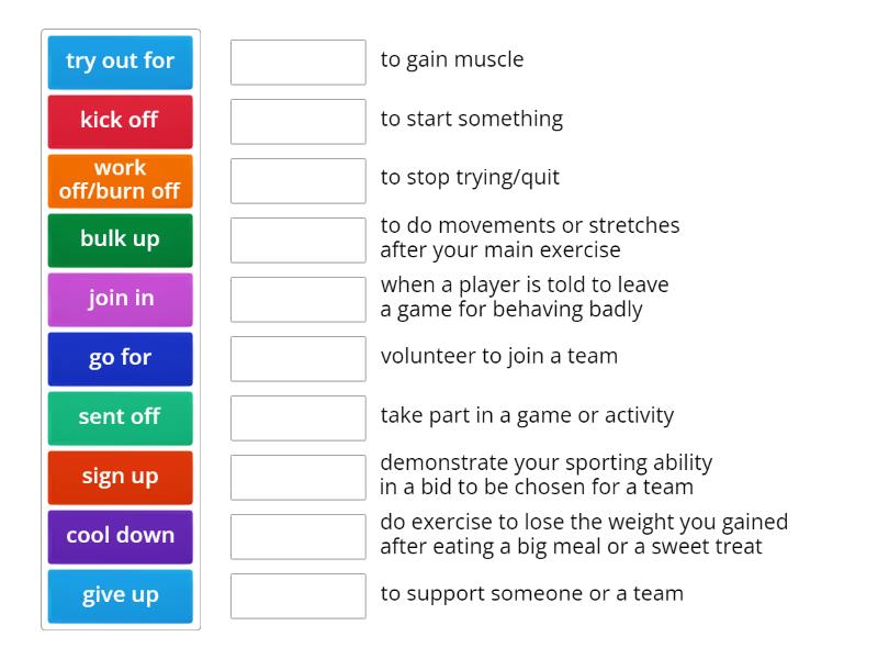 EC I1 5A Sports phrasal verbs - Match up