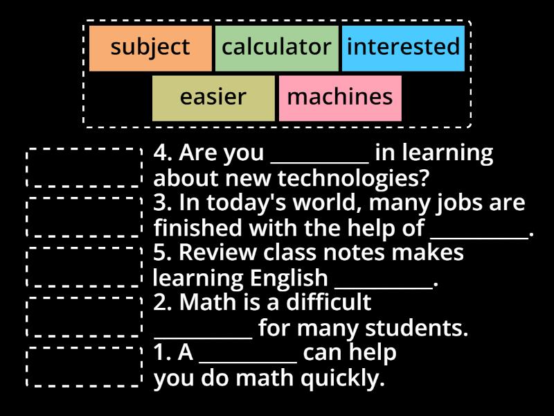 ESL2 2/22 Quiz - Match up