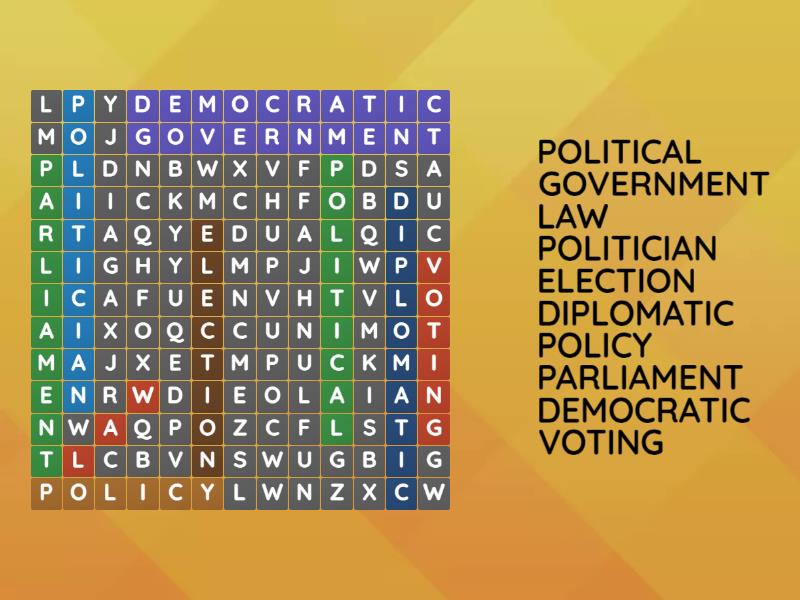 Politics - Wordsearch