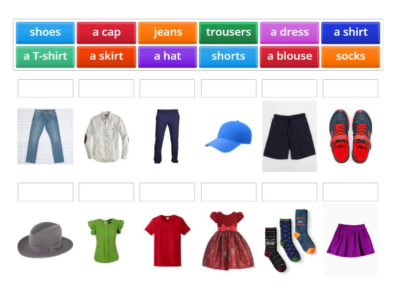 1B Unit 1 Clothing items - Match up