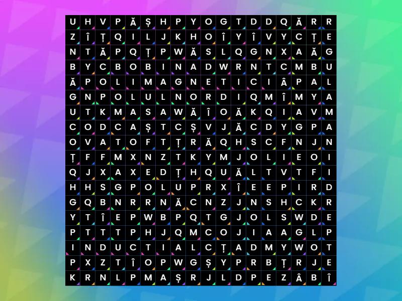 Fenomene electromagnetice. Magneti. Camp magnetic - Wordsearch