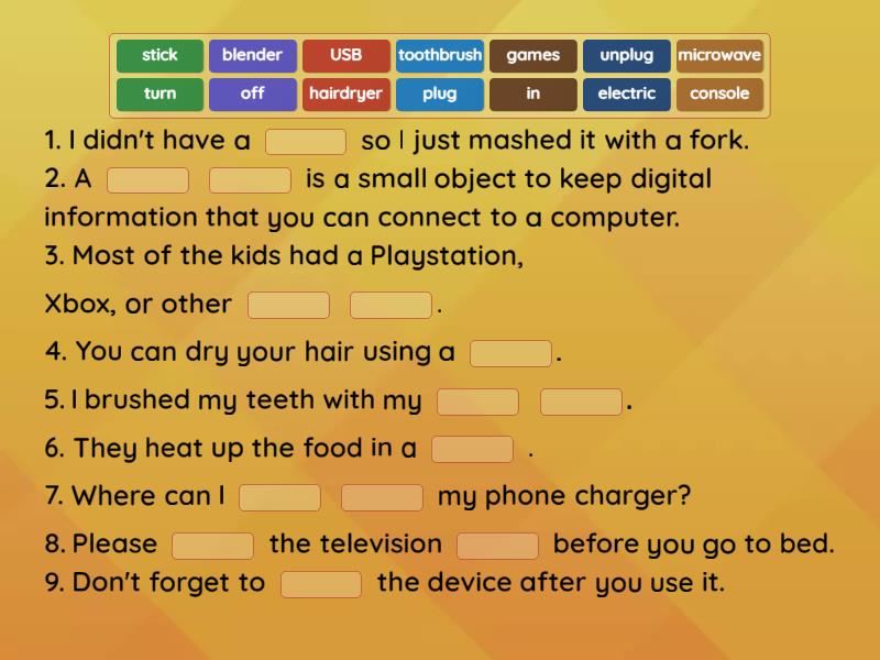 GG3 Useful things - Complete the sentence