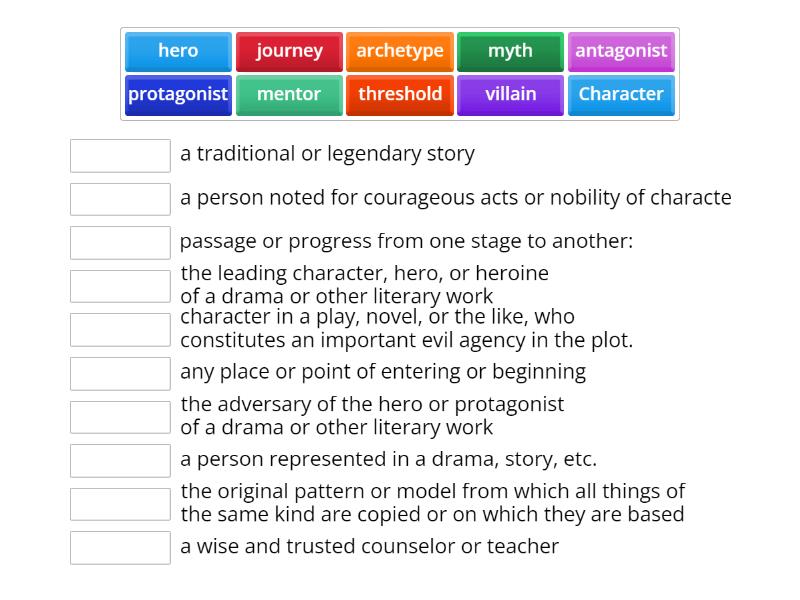 Hero's Journey Vocabulary - Match up