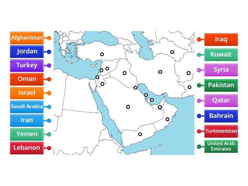 Middle East Countries - Labelled diagram