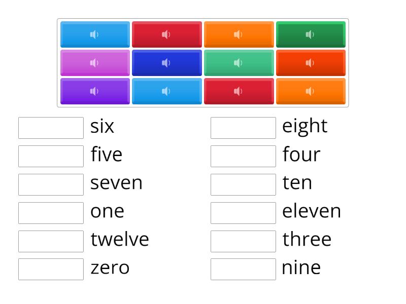 numbers 0-12 listening - Match up