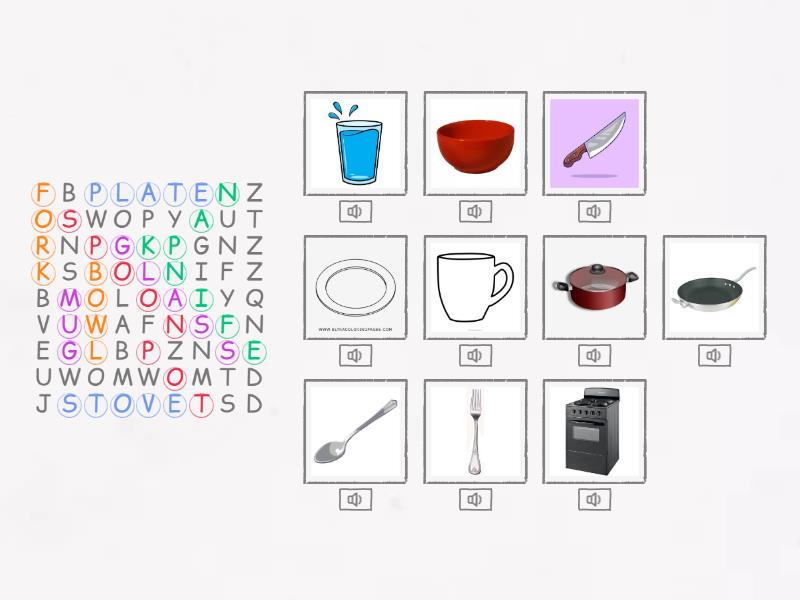 Kitchen Vocabulary - Sopa de letras