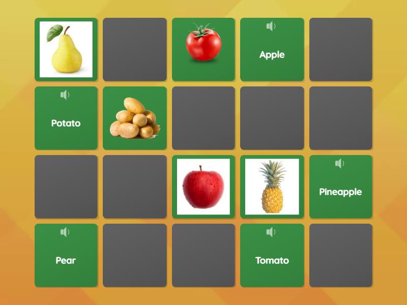 fruits and vegetables - Matching pairs