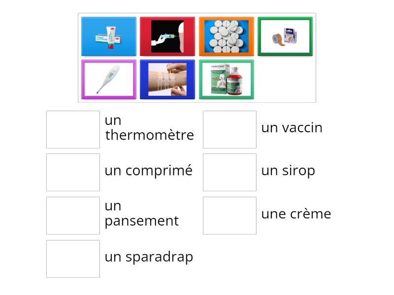 La santé - médicaments - vocabulaire - Match up