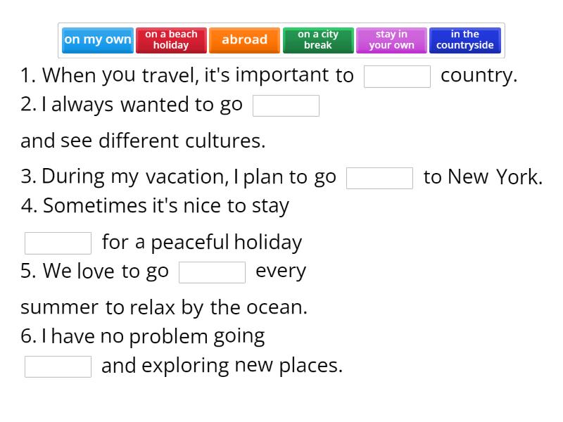 Travel element - Complete the sentence