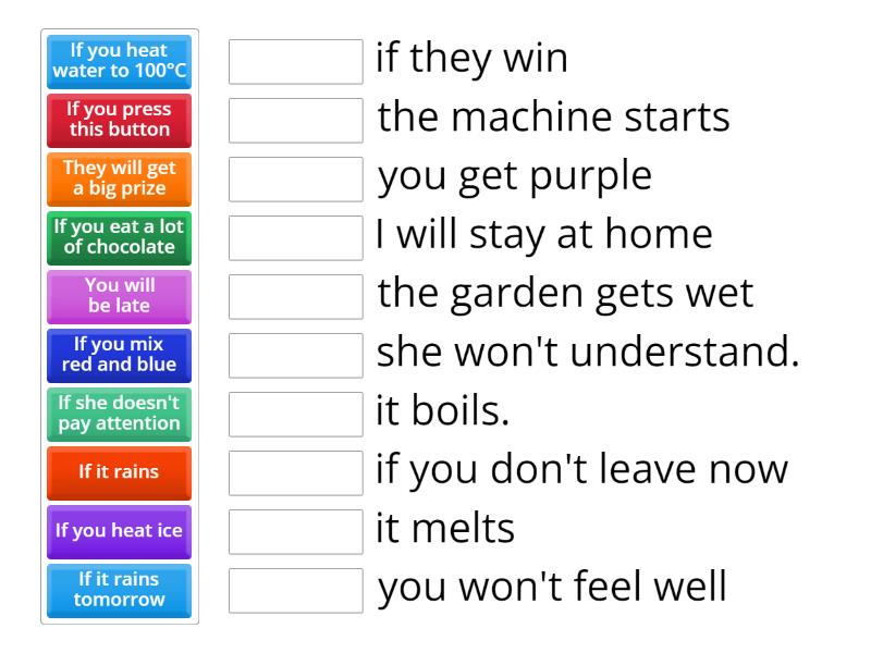 Match the halves - Zero & First Conditional. - Match up
