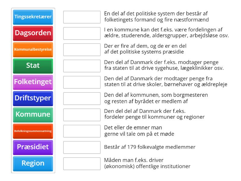 Det politiske system - - Match up