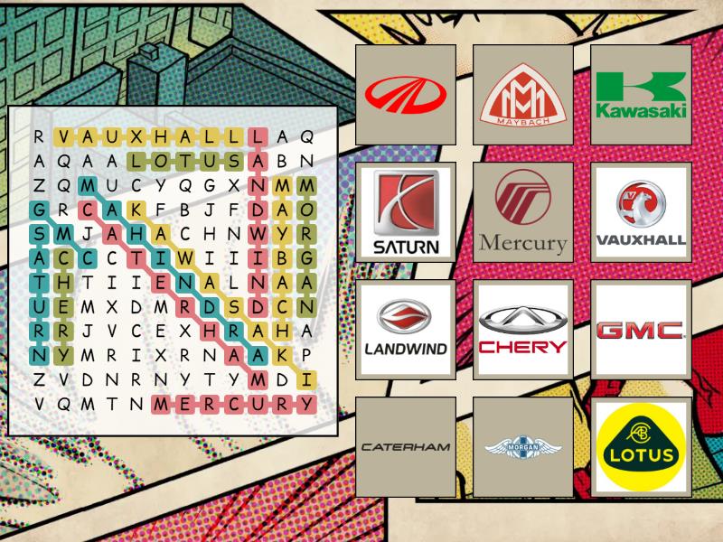 Logo Quiz Level 8 (Cars edition) - Sopa de letras
