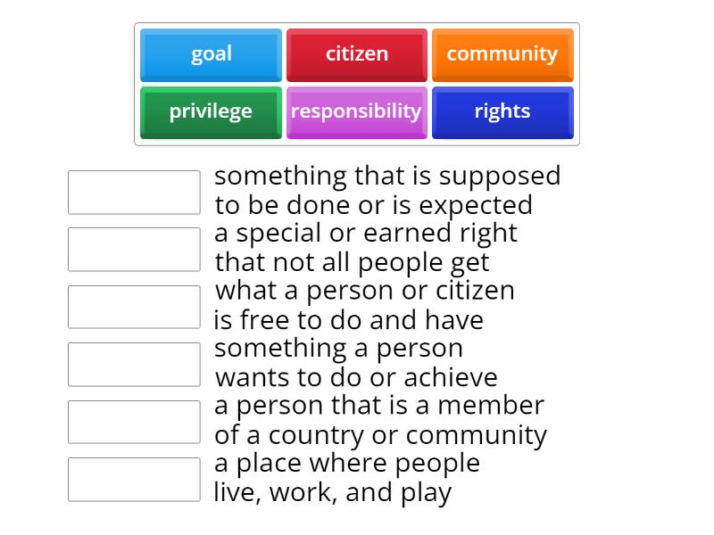 Rights & Responsibilities - Match up