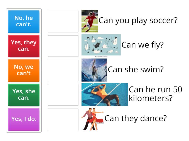 interrogative form (can) - Match up