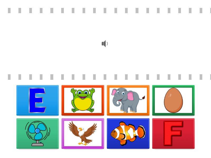 Letter E, F - Find the match