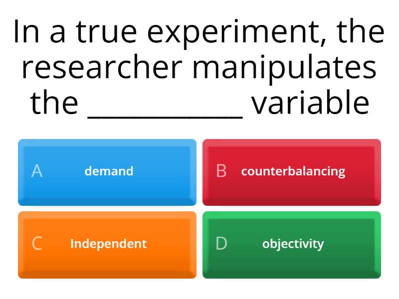 Research Methods Terminology Check - Quiz