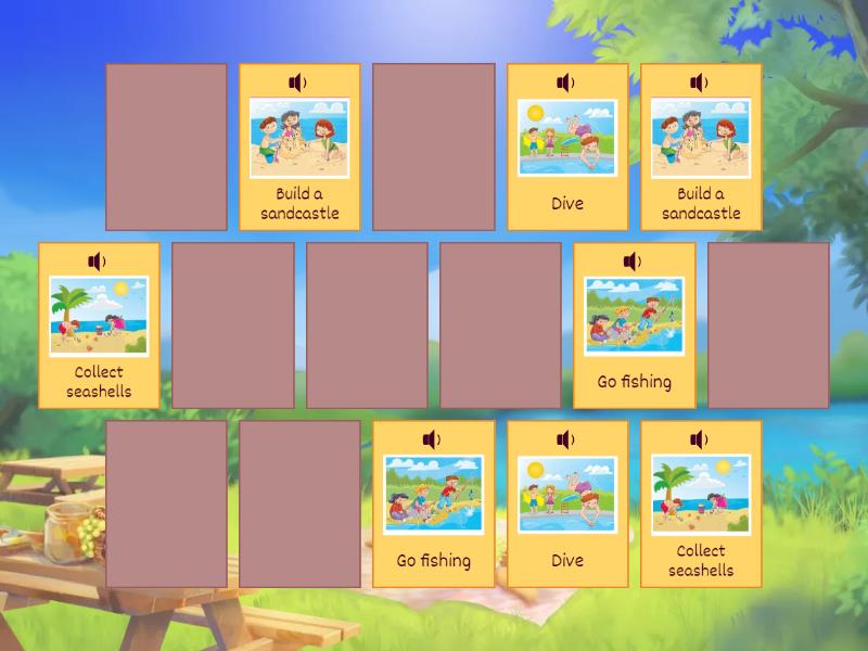 Summer Activities -Memory game - Matching pairs