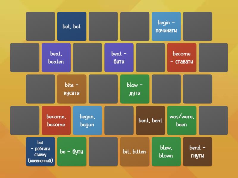 Irregular verbs p2 - Matching pairs