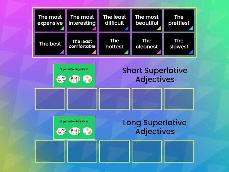 Classify short & long superlative adjectives - Group sort