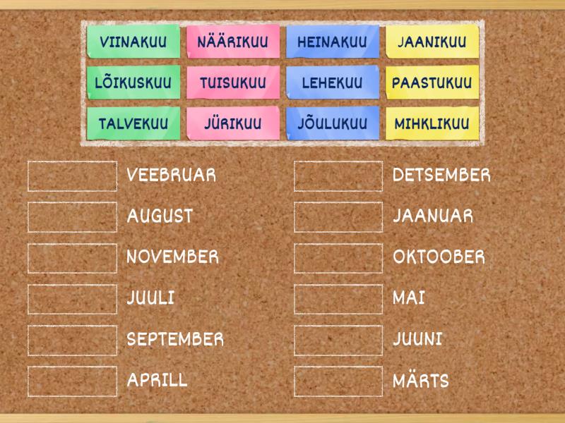 KALENDER-VANAD KUUDE NIMETUSED - Match up