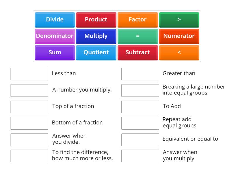 Math Vocabulary - Match up