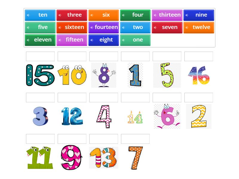 Numbers 1-16 - Match up
