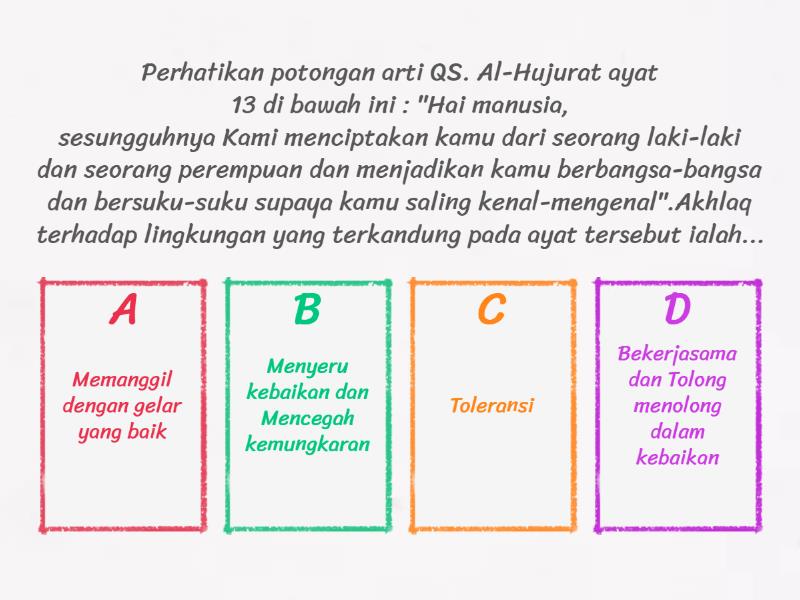 Pre Test Materi Akidah Akhlak tentang Akhlak Pergaulan Remaja - Quiz