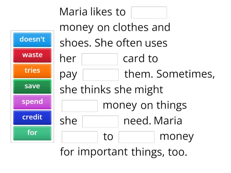 Money.Revision - Complete the sentence