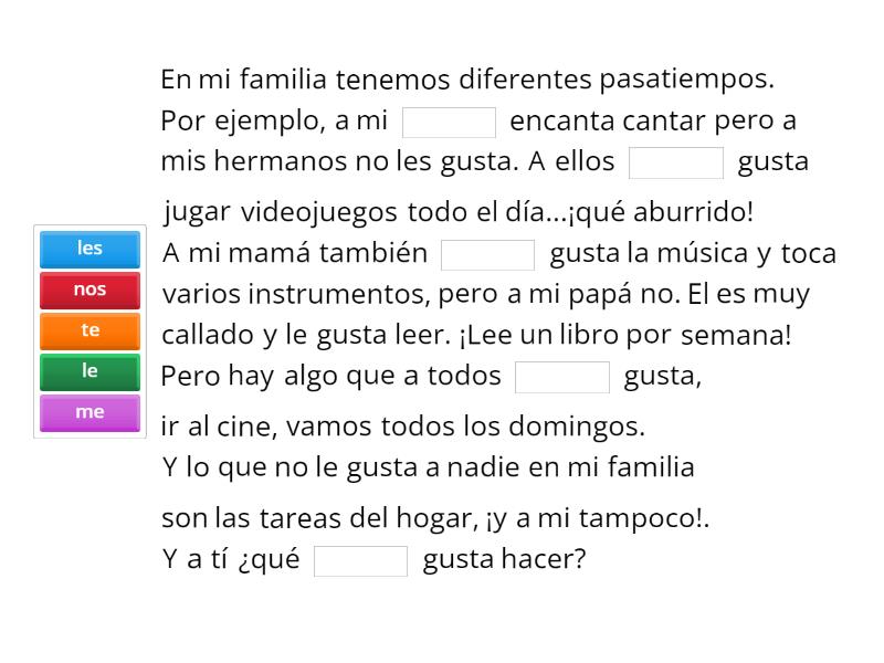 BEC | A1 | Unidad 8 | Lección 3 | ¿Qué te gusta hacer? - Complete the ...