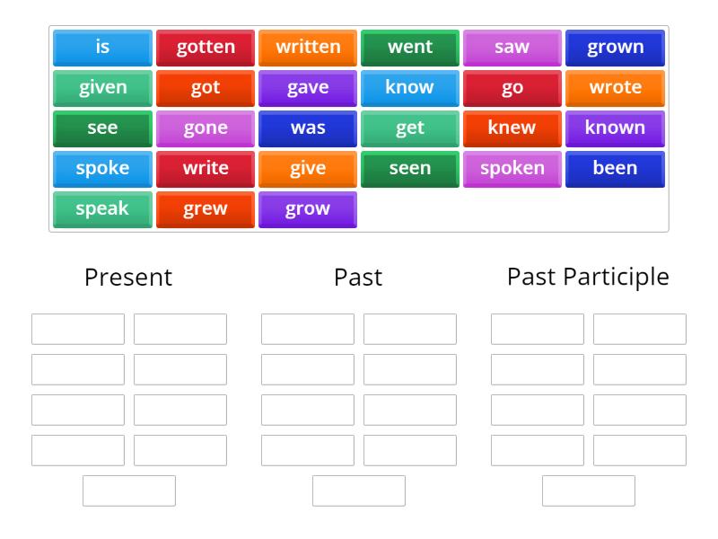 Past Simple & Past Participles - Group sort