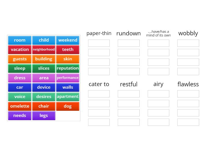 revision (collocations) - Group sort