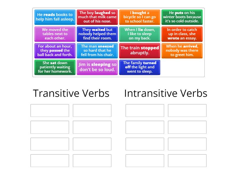 Transitive and Intransitive Verbs - Group sort