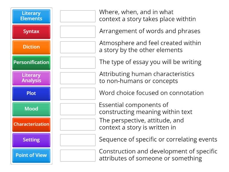 Literary Elements - Match up