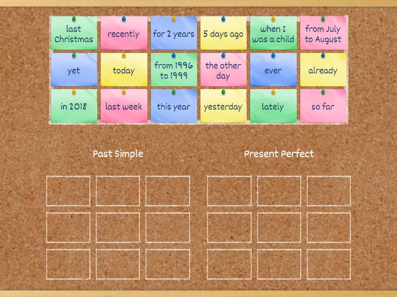 Present Perfect / Past Simple time markers - Group sort