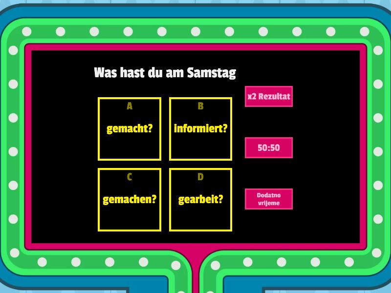 Perfekt der regelmäßigen Verben - Spielshow-Quiz