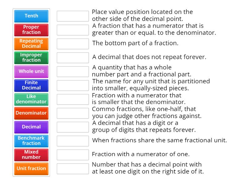 Math Vocabulary - Match up