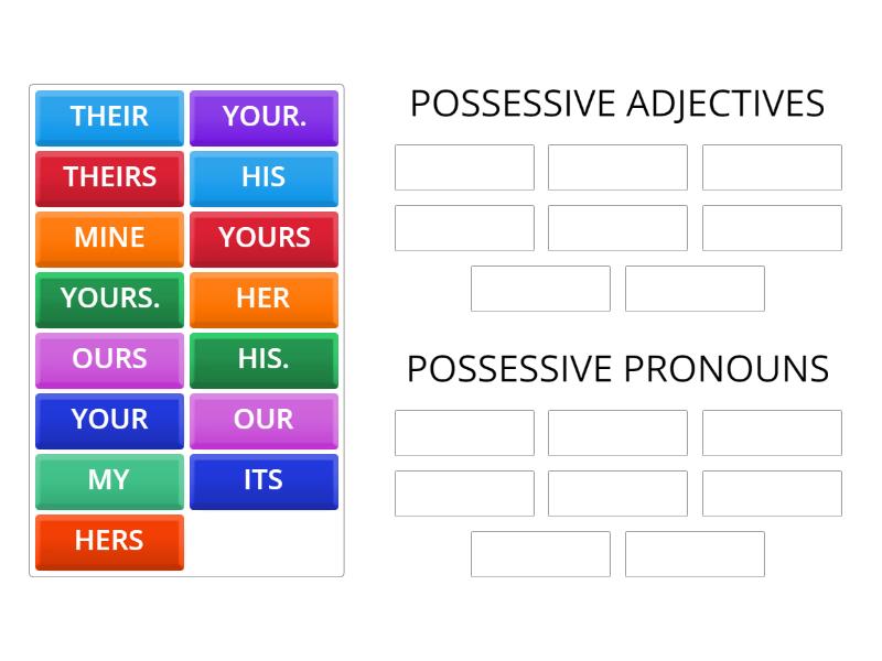 POSSESSIVE PRONOUNS AND POSSESSIVE ADJECTIVES - Group sort